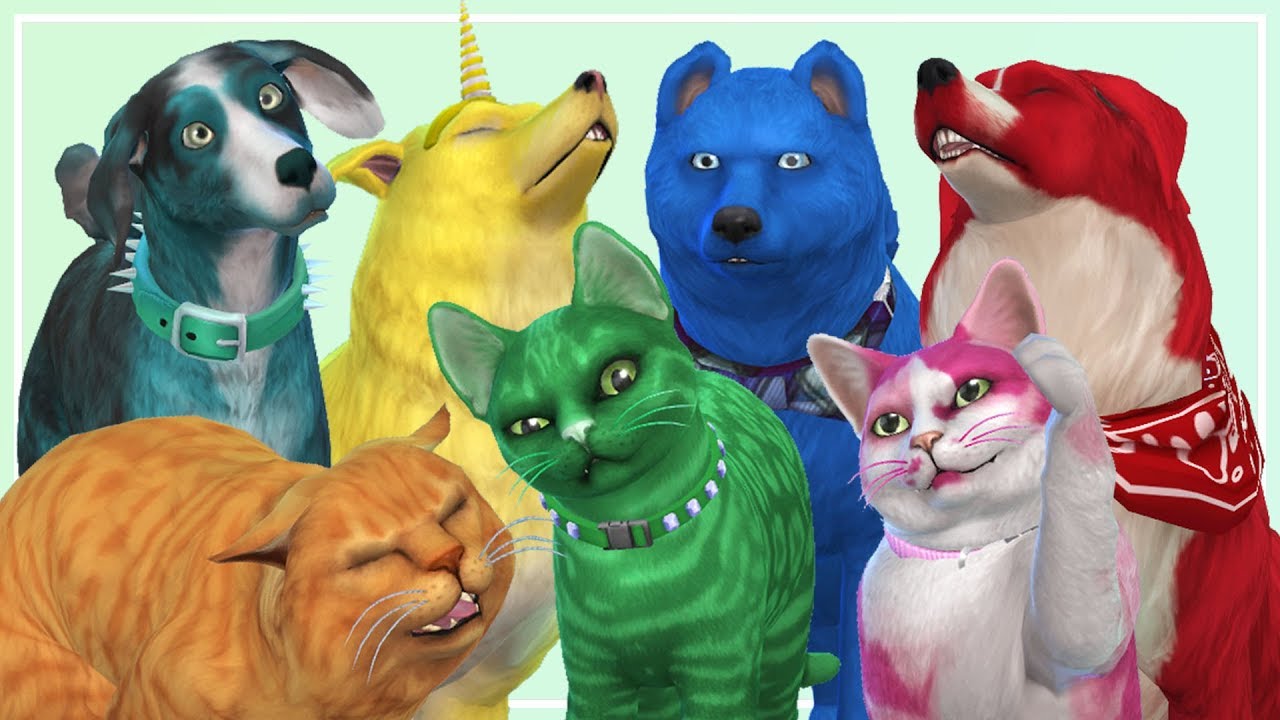 CREATING RAINBOW PETS // The Sims 4: Cats & Dogs - YouTube