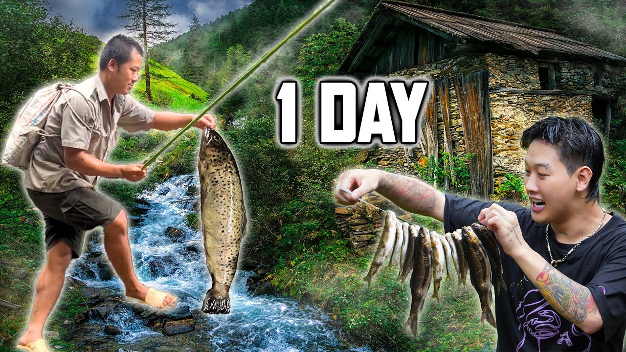 1 Day Of Survival In The Forest, Fishing By The Stream, Making Super Delicious Grilled Fish #2 ...