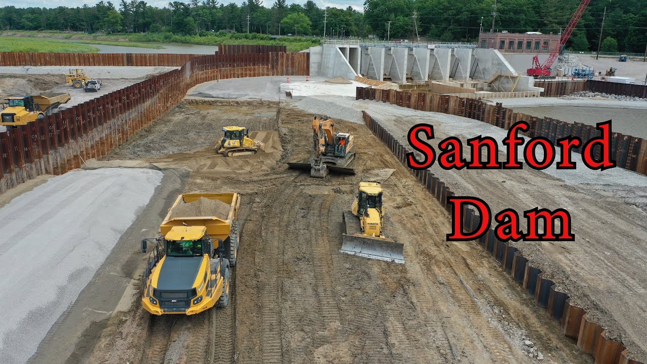 Sanford Dam Progress! - HUGE Emergency Spillway Progress! - Low Level ...
