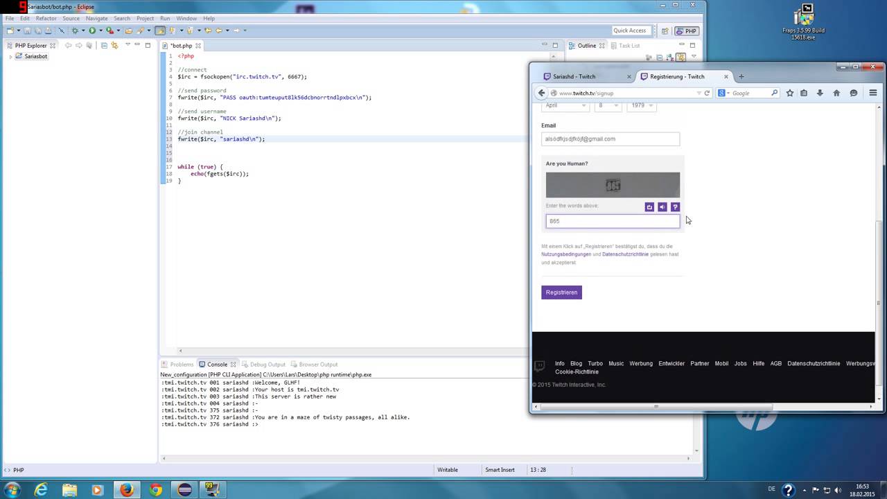 Wie programmiere ich meinen Twitchbot in PHP #1: Nachrichten senden - YouTube