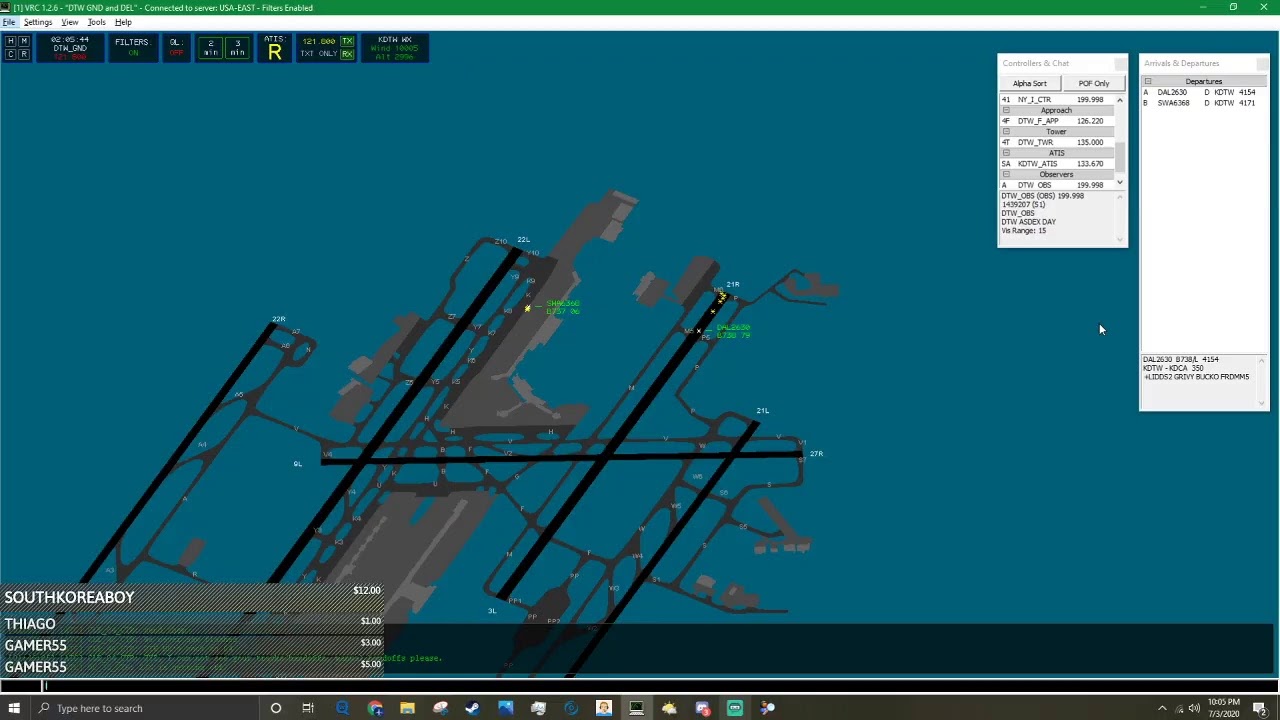 Controlling DTW Ground on VATSIM! - YouTube