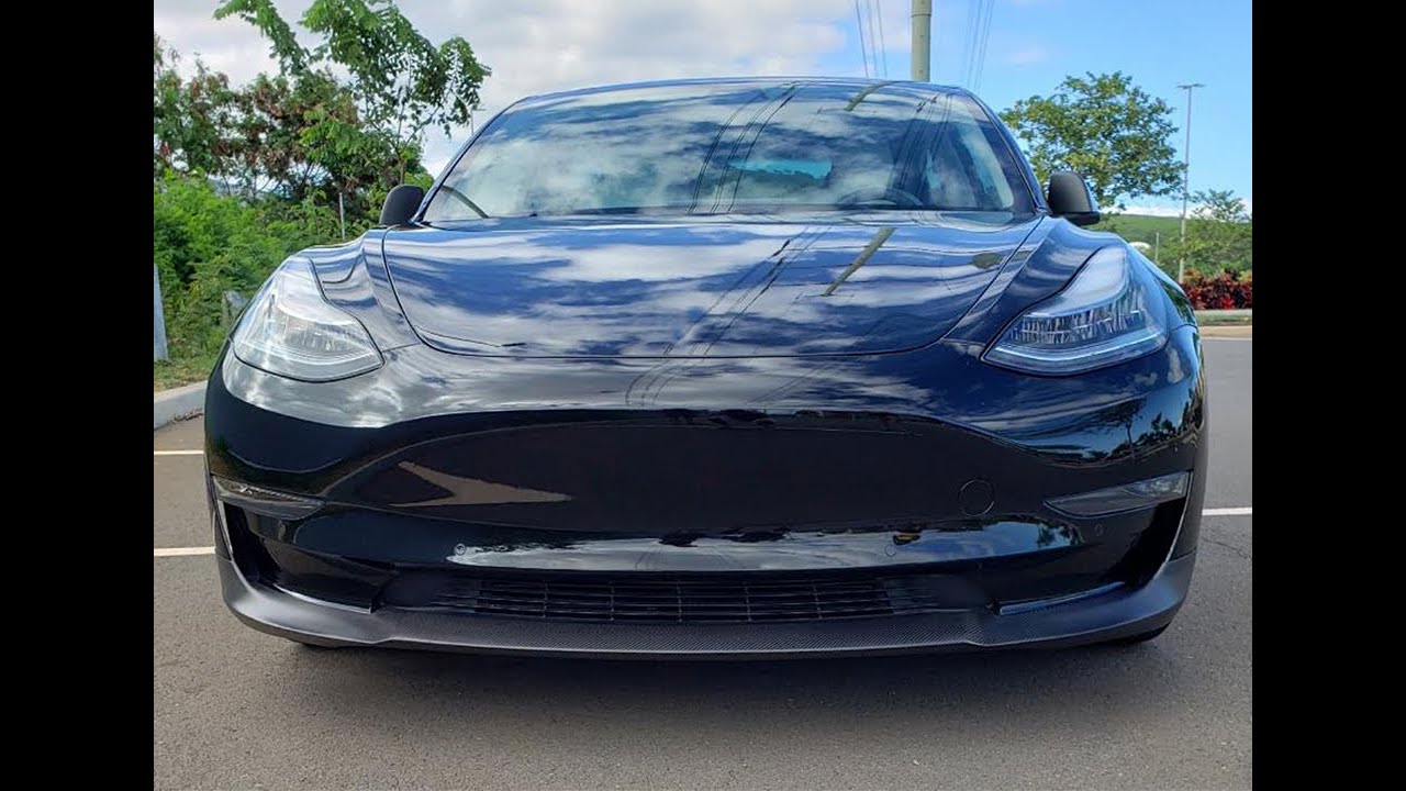 Tesla Model 3 Sedan Carbon Fiber Front Bumper Lip Spoiler Splitter ...