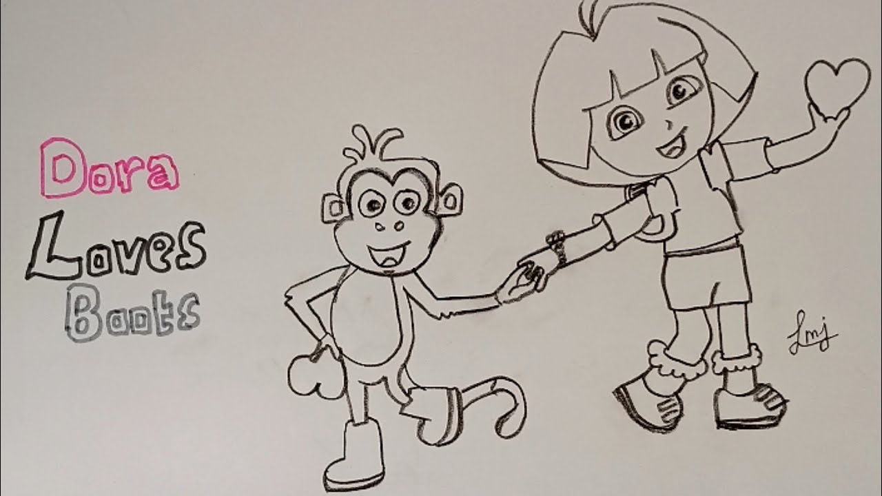 How to draw Dora and Boots step by step | Dora the explorer cartoon ...
