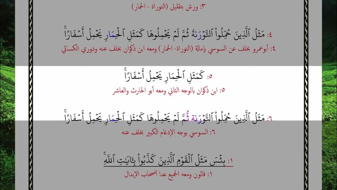 مثل الذين حملوا التوراة ثم لم يحملوها كمثل الحمار يحمل أسفارا بئس مثل