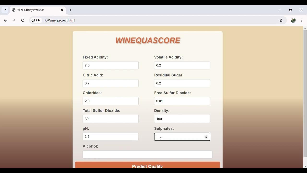 Predicting Wine Quality: Python & Frontend Magic! 🍷 | WineQuaScore | Project Video - YouTube