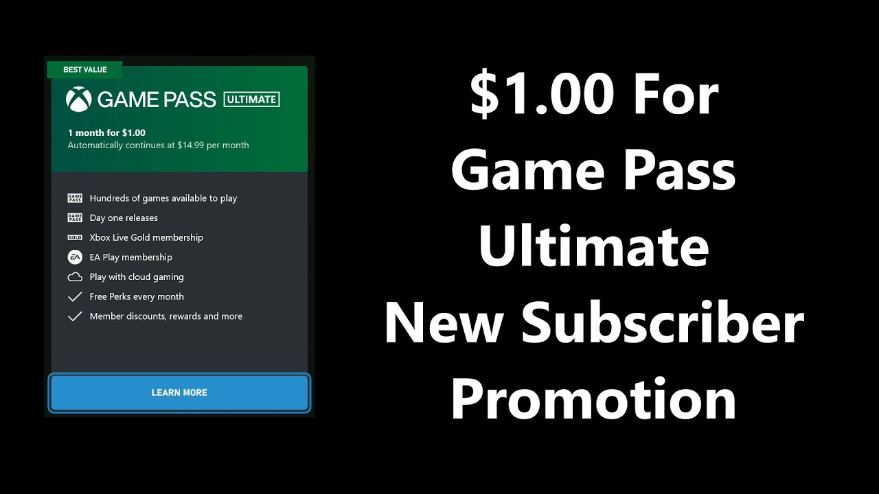 $1 Game Pass Ultimate New Subscriber Promotion And Is Game Pass Needed ...