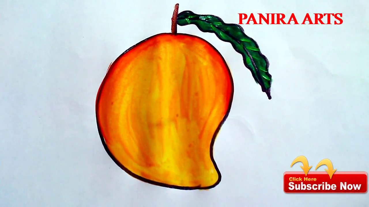 How to draw Mango fruit || Water coloring || Drawing for kids || आंबा ...