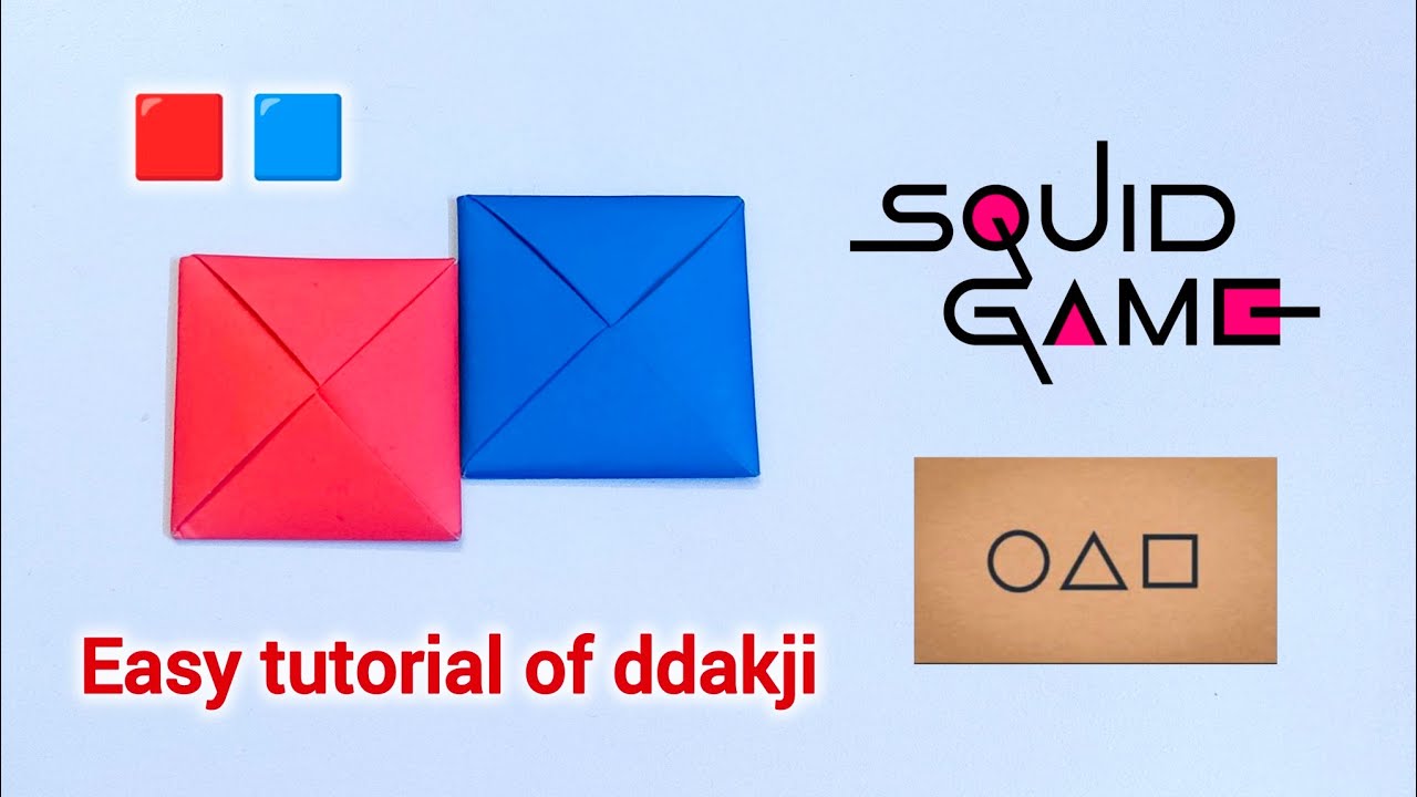Diy was tutorial of making ddakji from paper 🟦🟥 How to make ddakji out ...