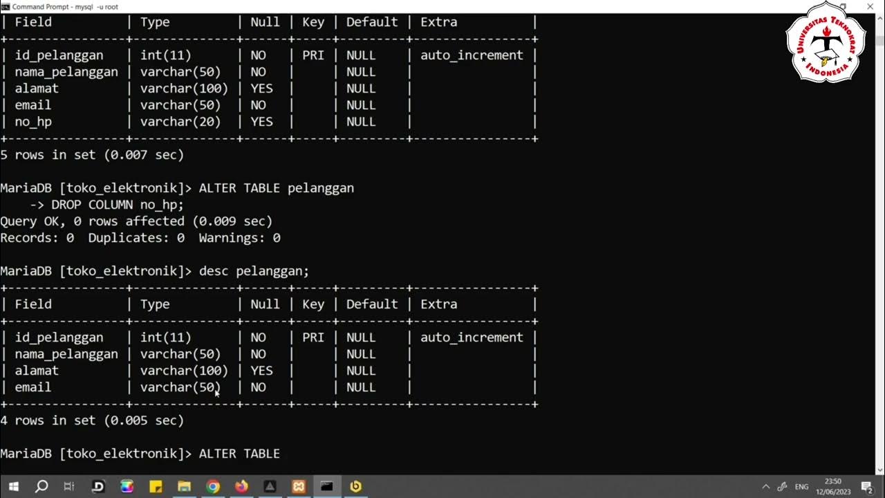 cara membuat dan menghapus database di sql - YouTube