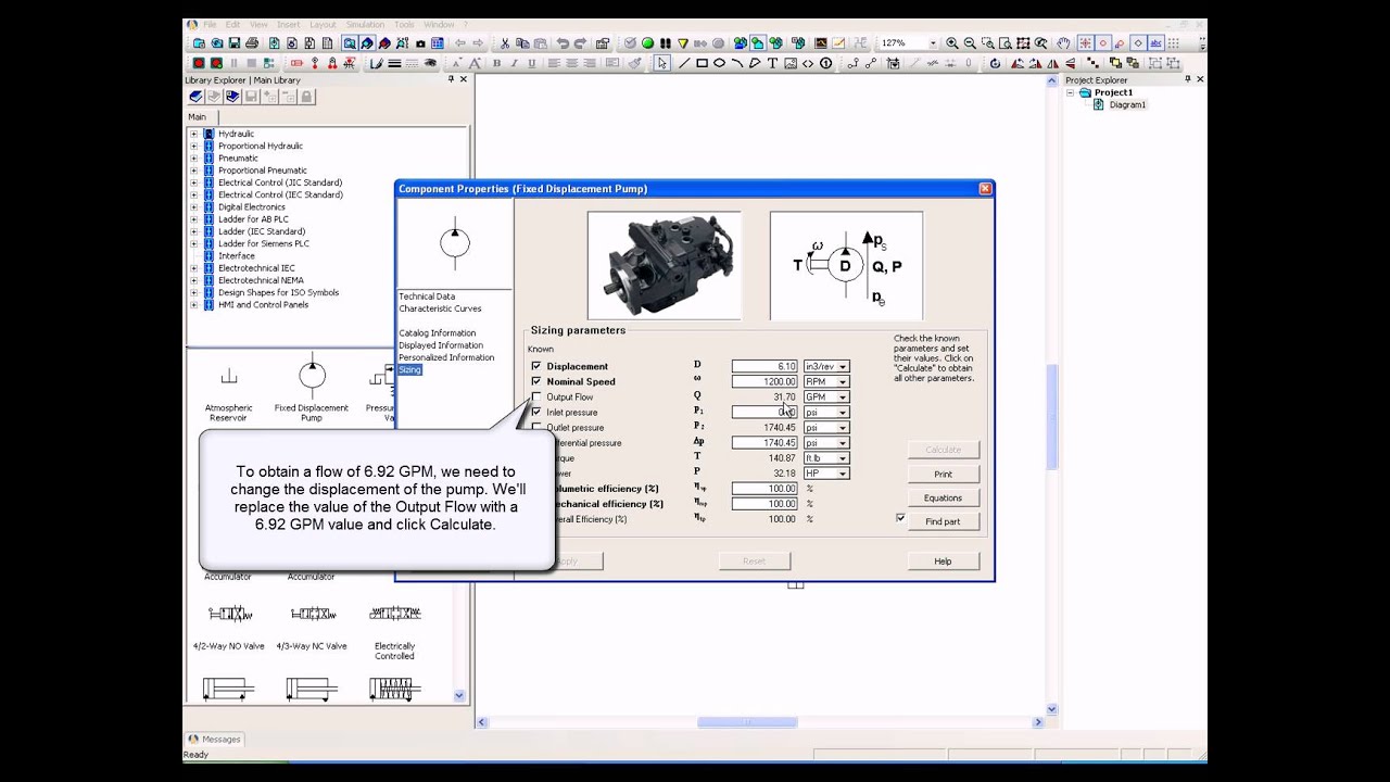 Component sizing module - Hydraulics, Automation Studio™ Educational ...