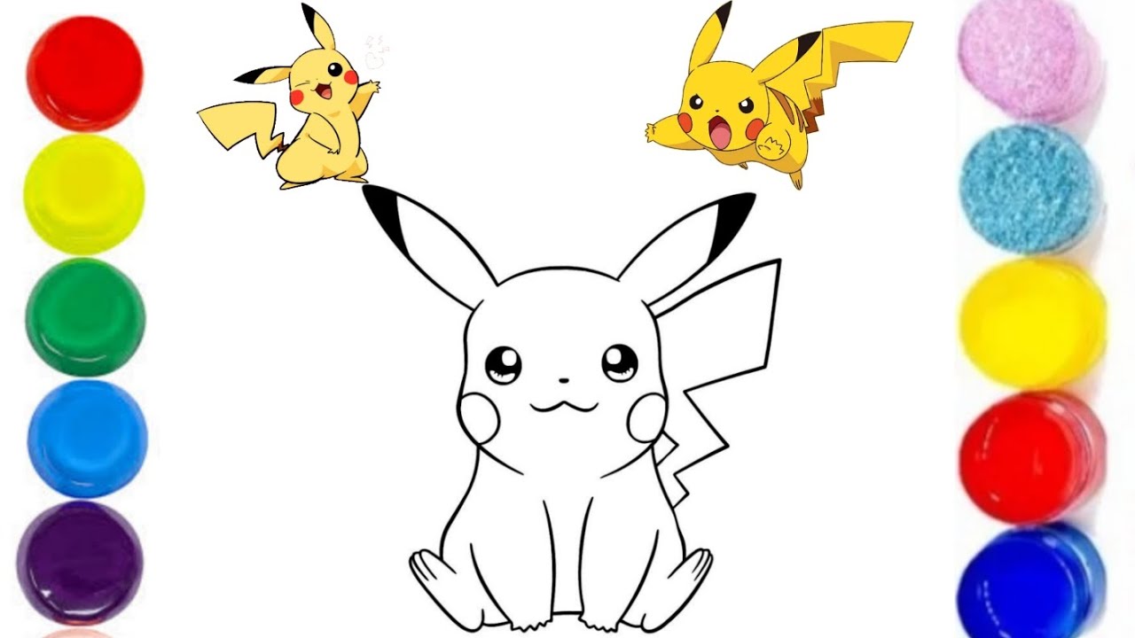 How to Draw and Colour Pikachu//Kids drawing//Kids colouring//The ...