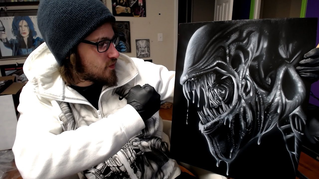 Airbrushing Tutorial 7 The Alien Fine Details Youtube