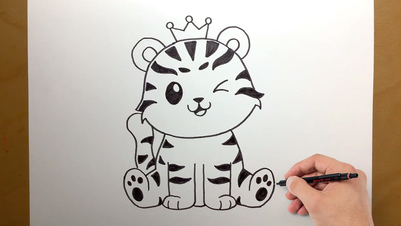 How To Draw A Cute Tiger Easy Step By Step Tutorial - YouTube