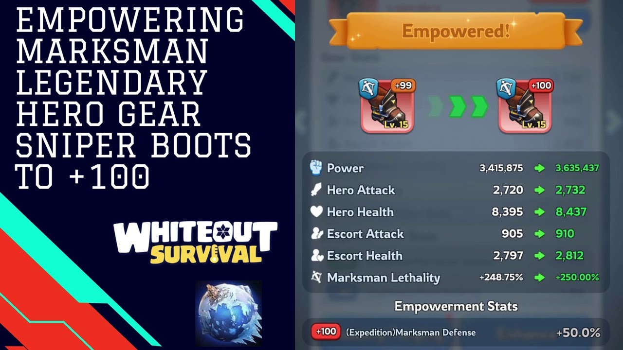 Empowering Marksman Legendary Hero Gear Sniper Boots to Level +100 in ...