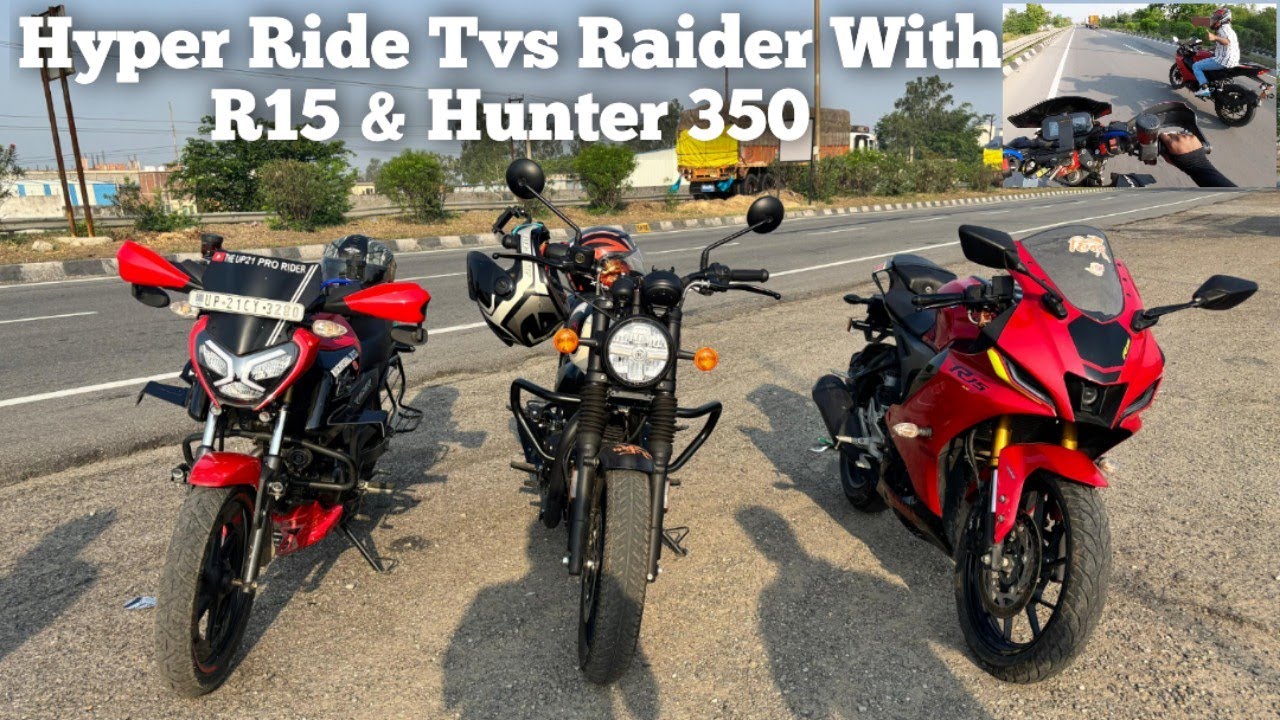 Tvs Raider Modified Exhaust, R15 V4 & Hunters 350 Mini Hyper Ride - YouTube
