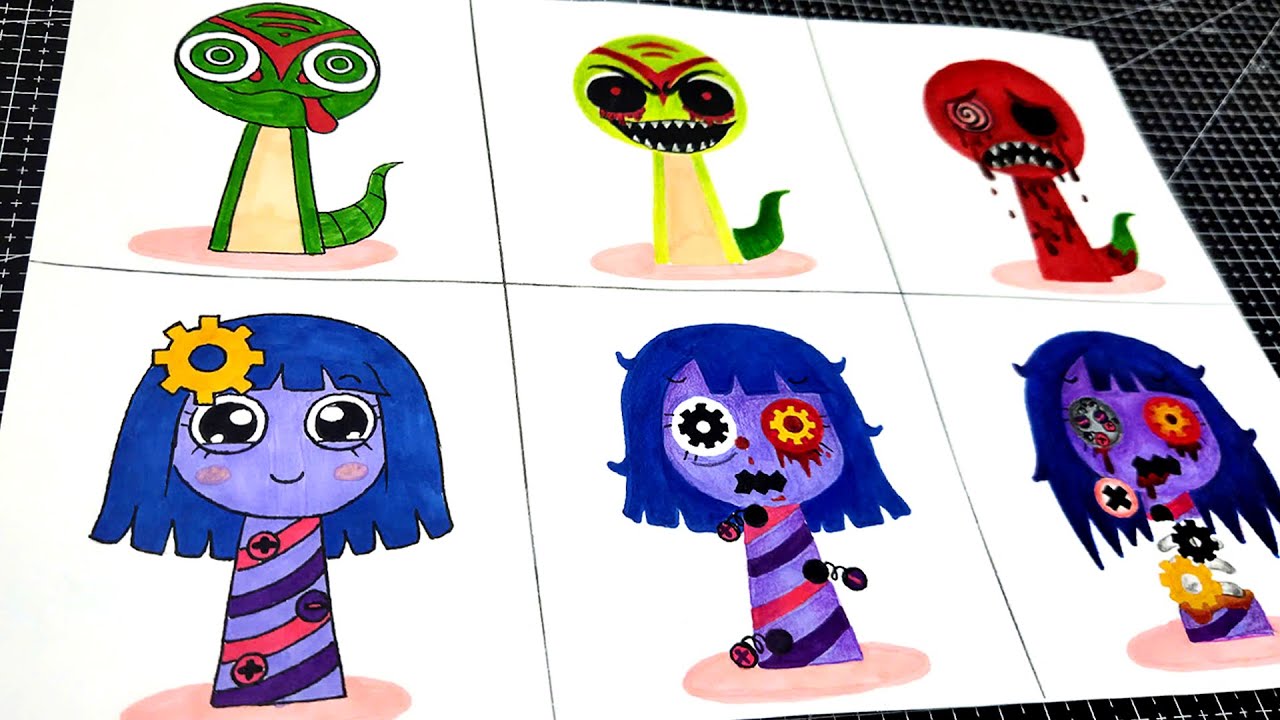 How to draw SPRUNKI OC CHARACTERS ALL PHASES: Bella, Gekkie | DRAWING ...