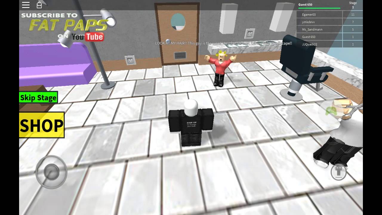 Playing escape the barber shop in roblox - YouTube