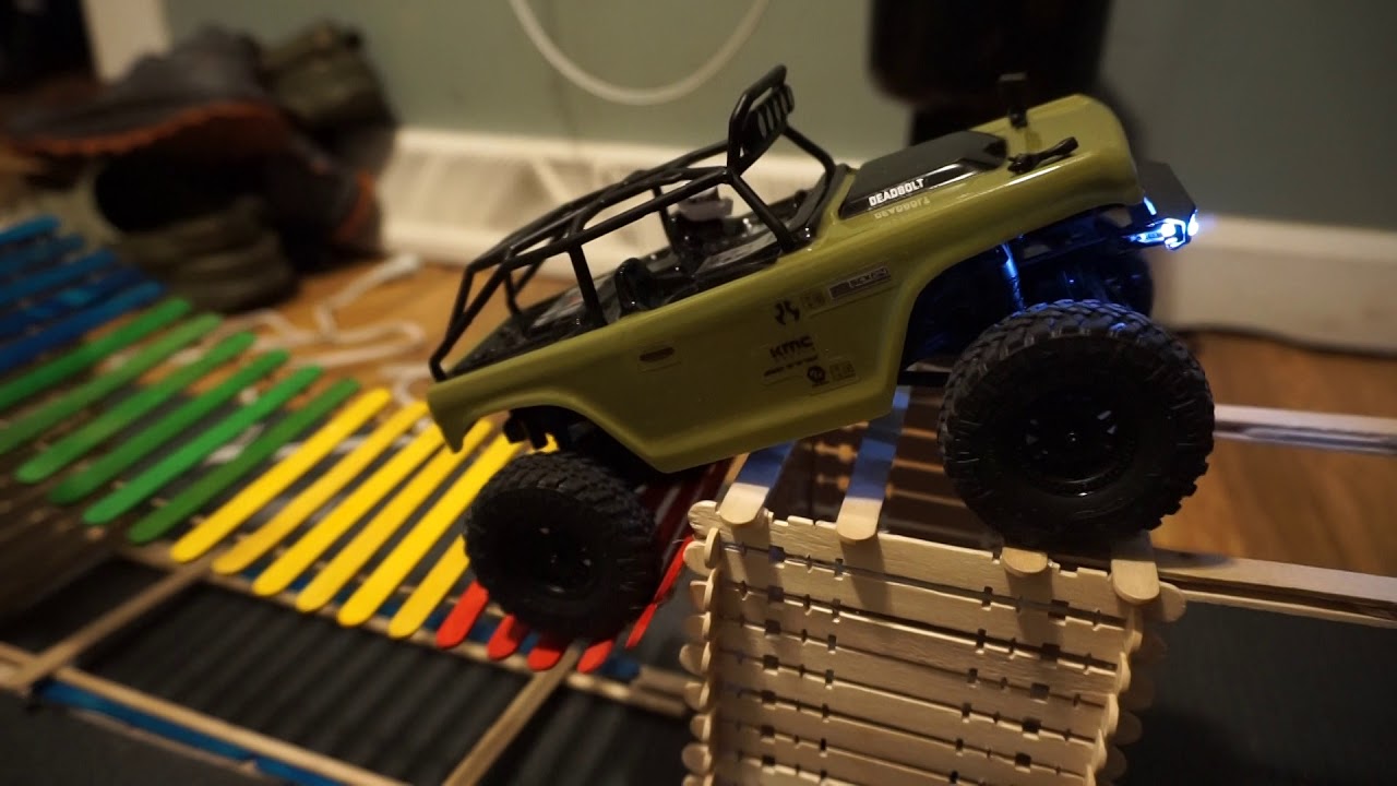 Axial SCX24 Deadbolt: Popsicle stick obstacle course - YouTube