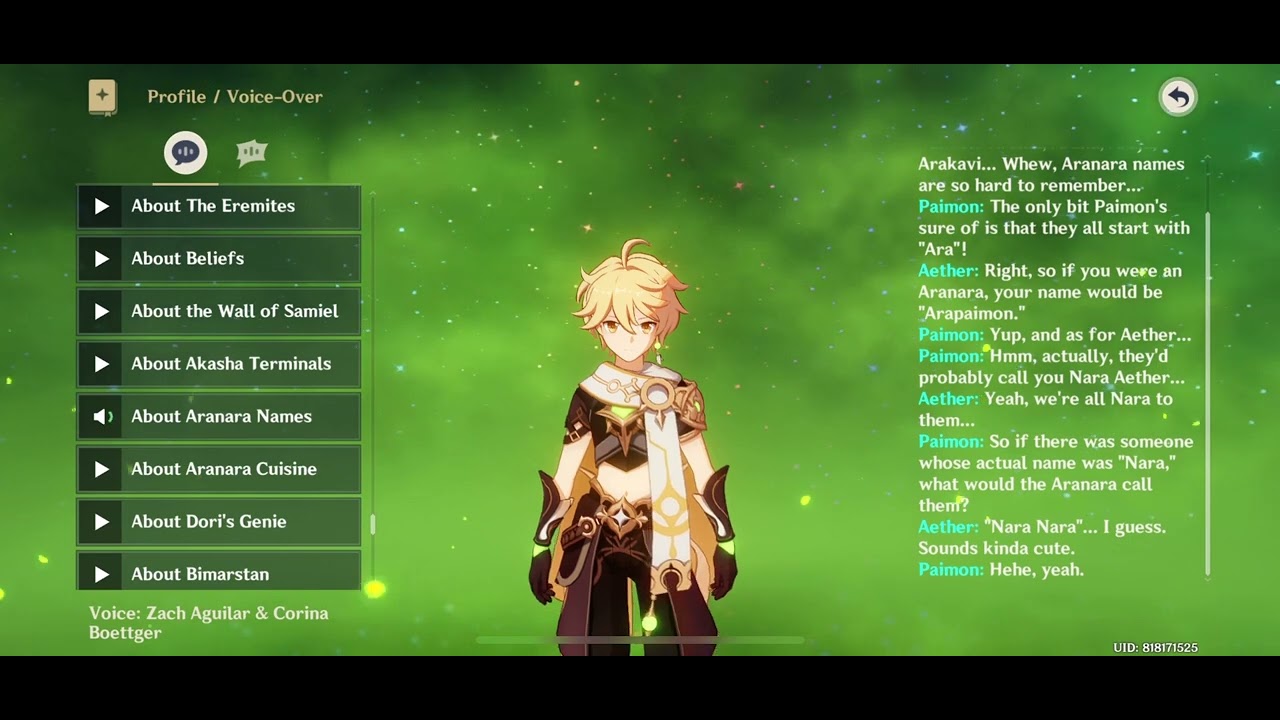 Paimon & Aether talk about Aranara - YouTube