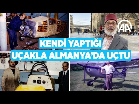 Şefik amca kendi yaptığı uçakla Almanya'da uçtu