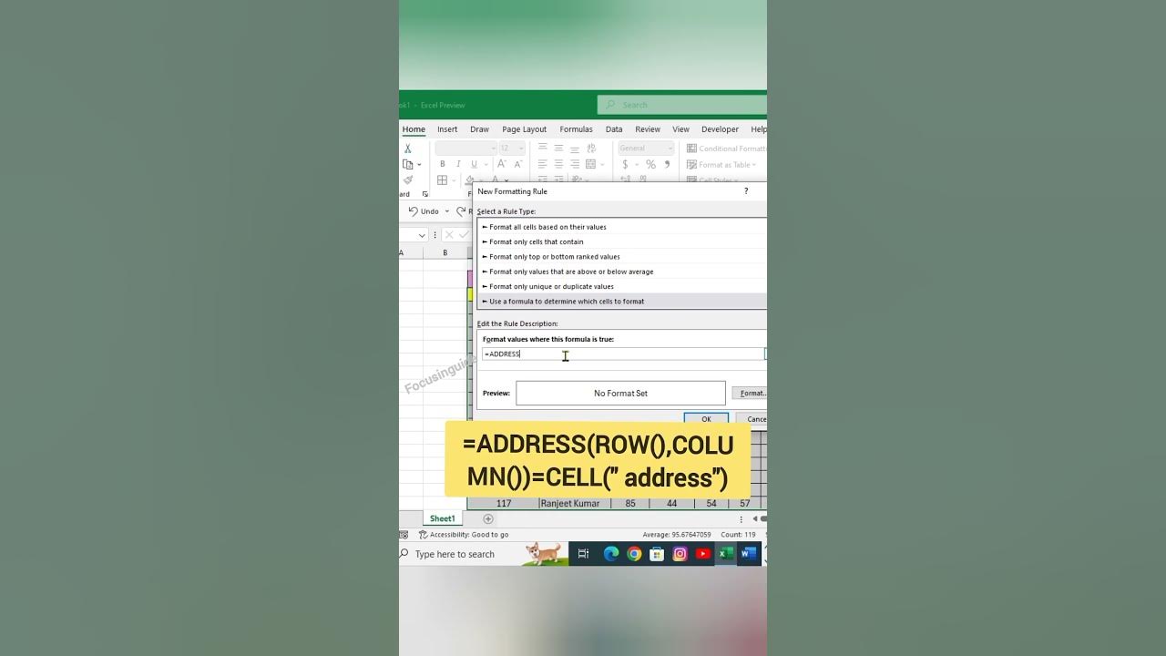 How To Auto Highlight The Active Cell In Excel Focusinguidefocustips Exceltips Tutorial