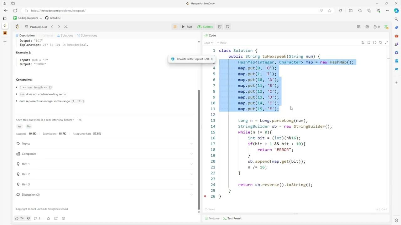 #LeetCode 1271 | Hexspeak #Java - YouTube