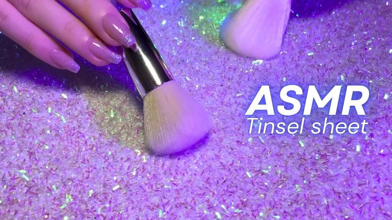 ASMR Crunchy sounds of Tinsel Sheet🩵 with Makeup Brushes for Sleep(No ...