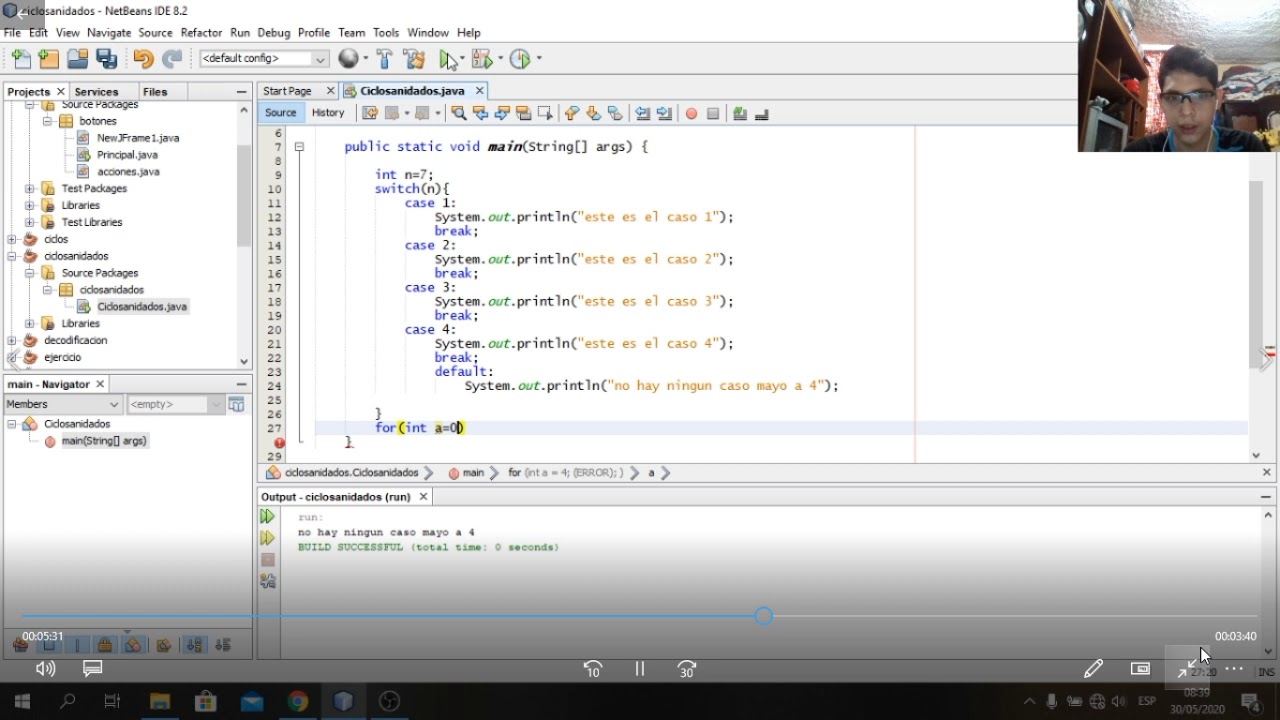 switch case y ciclos anidados - YouTube