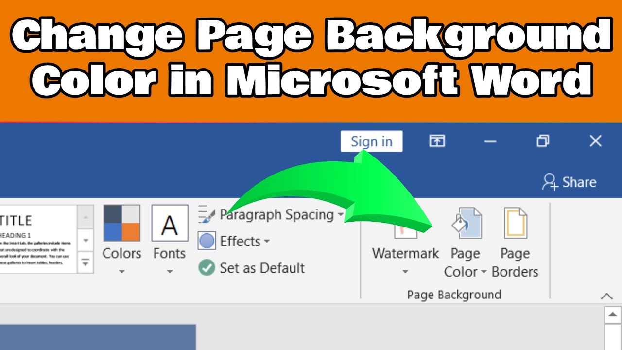 How To Change Page Background Color in Microsoft Word - YouTube