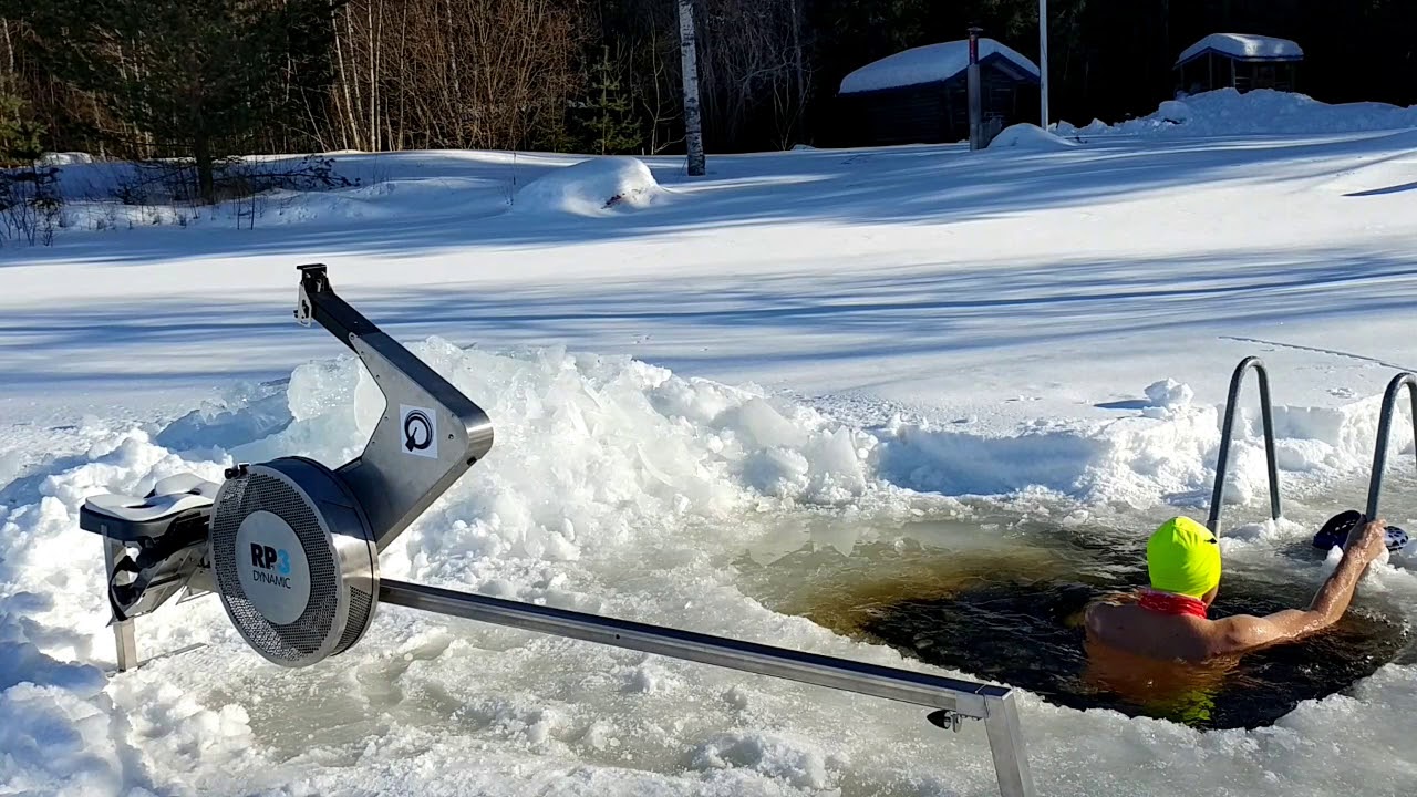 Rowing, ice hole and Sauna ... - YouTube