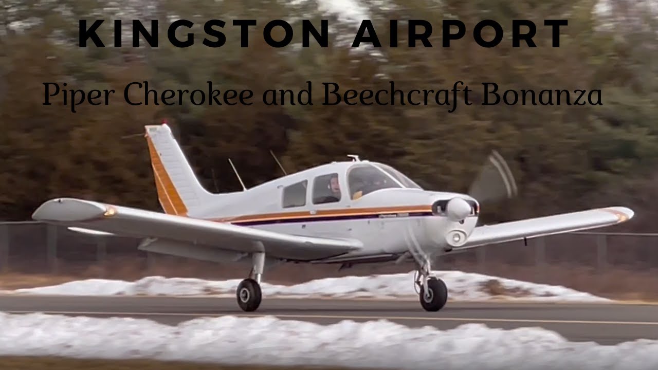 Piper Cherokee and Beechcraft Bonanza at Kingston Airport, New York ...