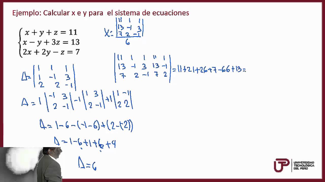 Sistema de ecuaciones con tres variables por Cramer - YouTube
