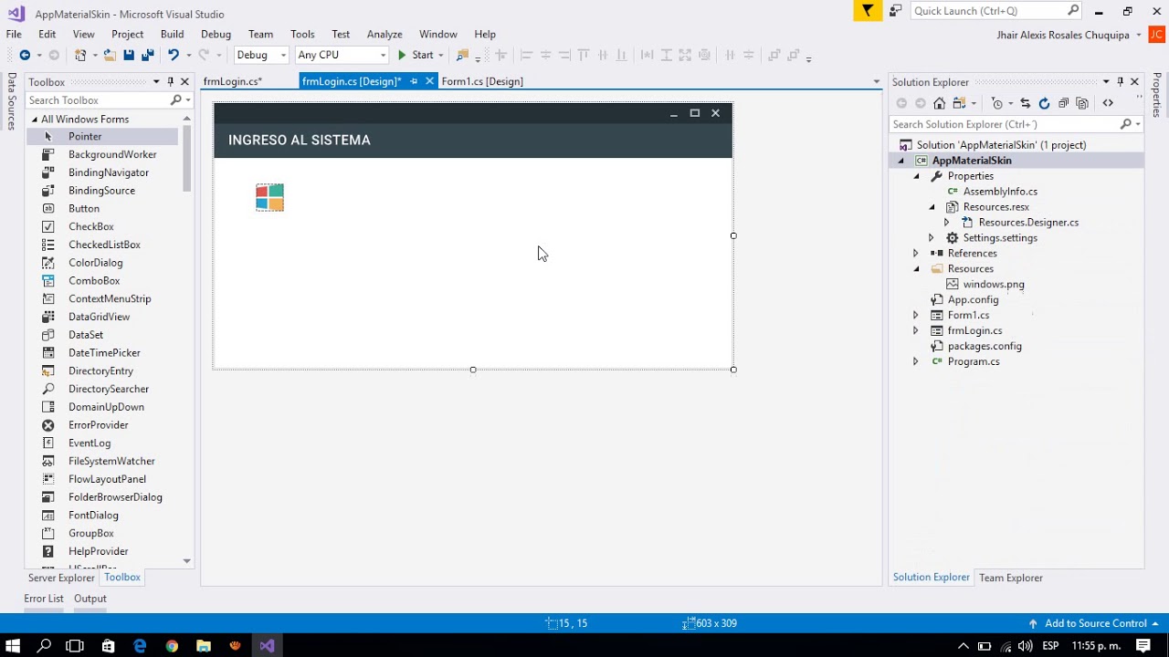 Formulario Login con Material Skin para .Net - YouTube