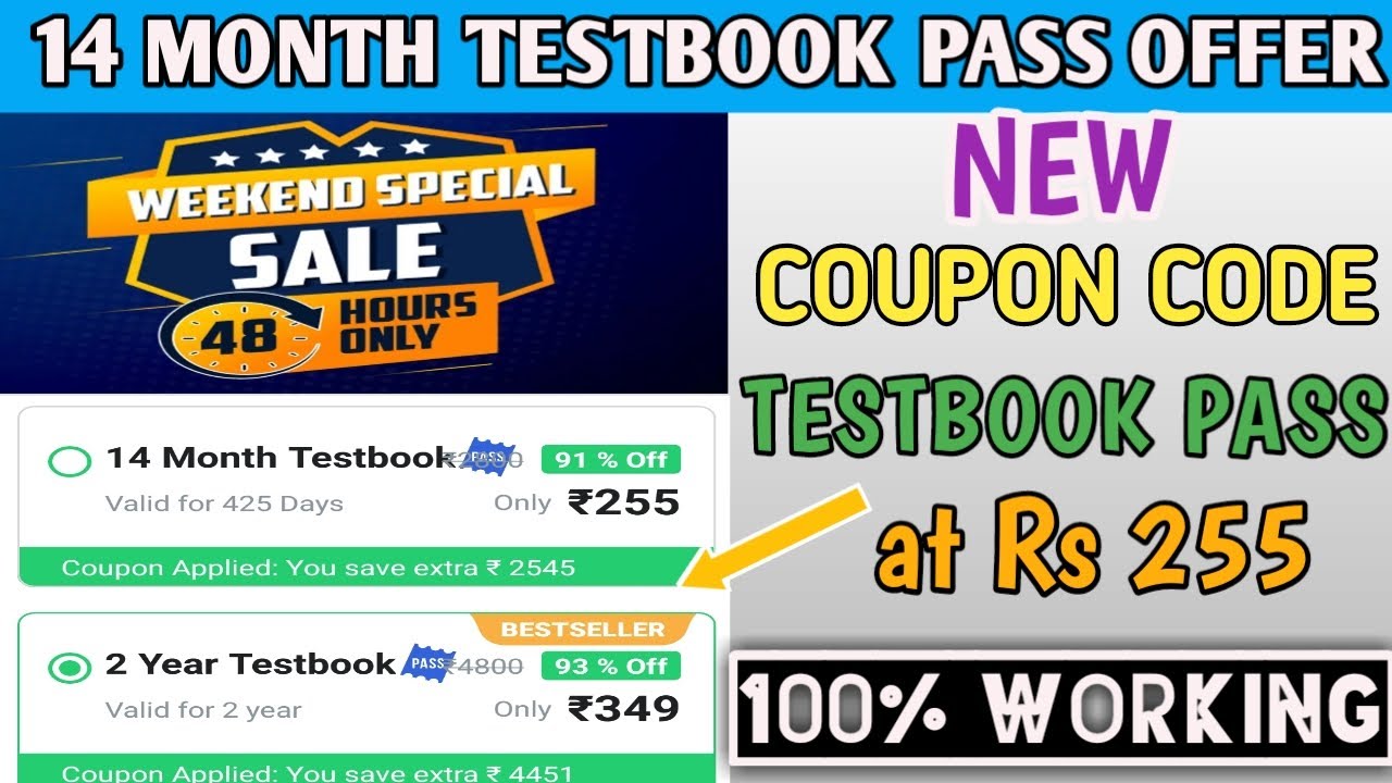 BUY 14 MONTH TESTBOOK PASS OFFER | SPECIAL COUPON CODE | TESTBOOK APP ...