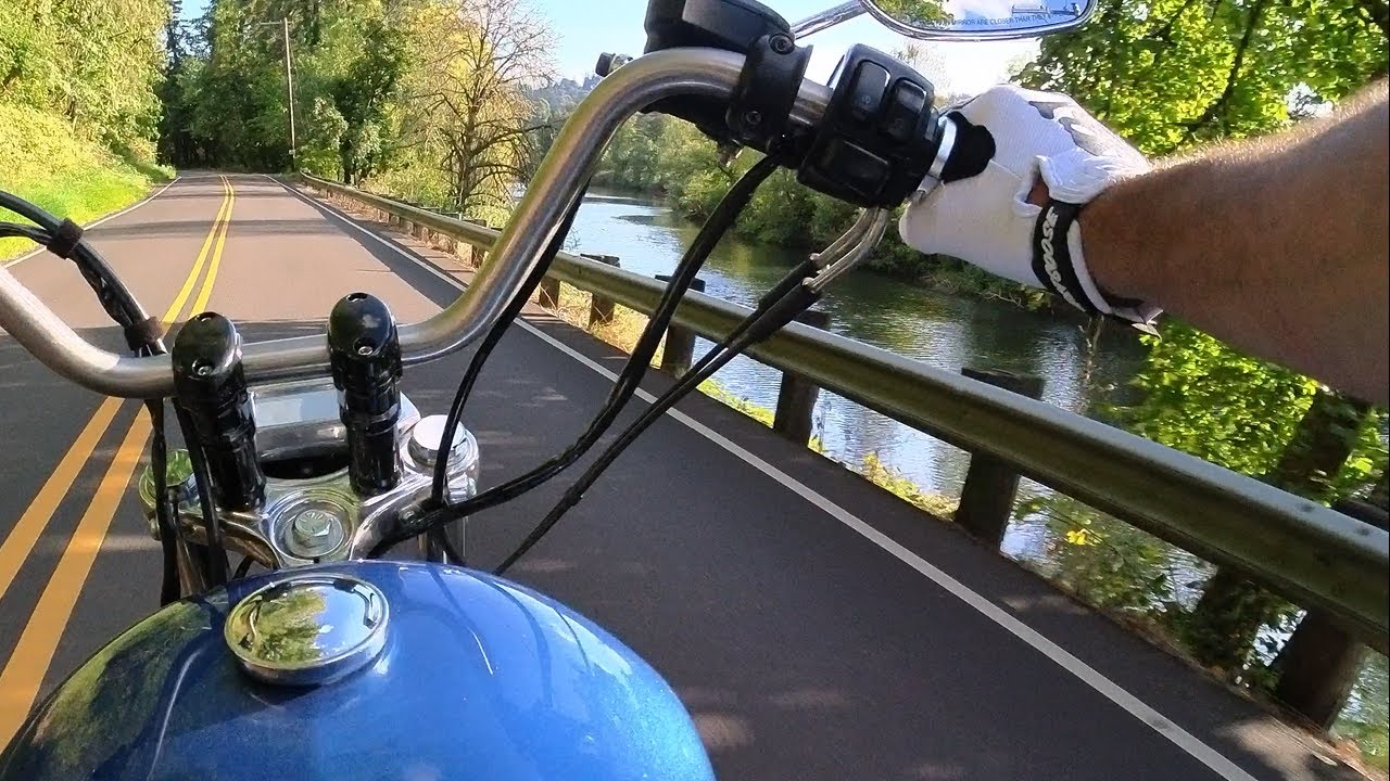 Harley pure exhaust note along Tualatin River, Oswego Hills Winery ...