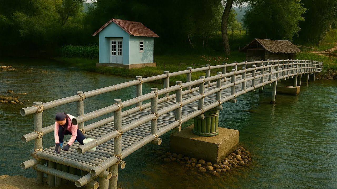 TIMELAPSE : Journey of Building a Bamboo Bridge Across a Stream to a ...