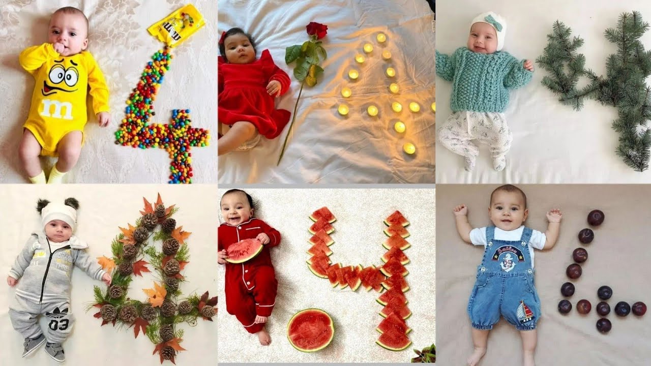 4th month baby photoshoot ideas at home🏘️ Baby photoshoot ideas # ...