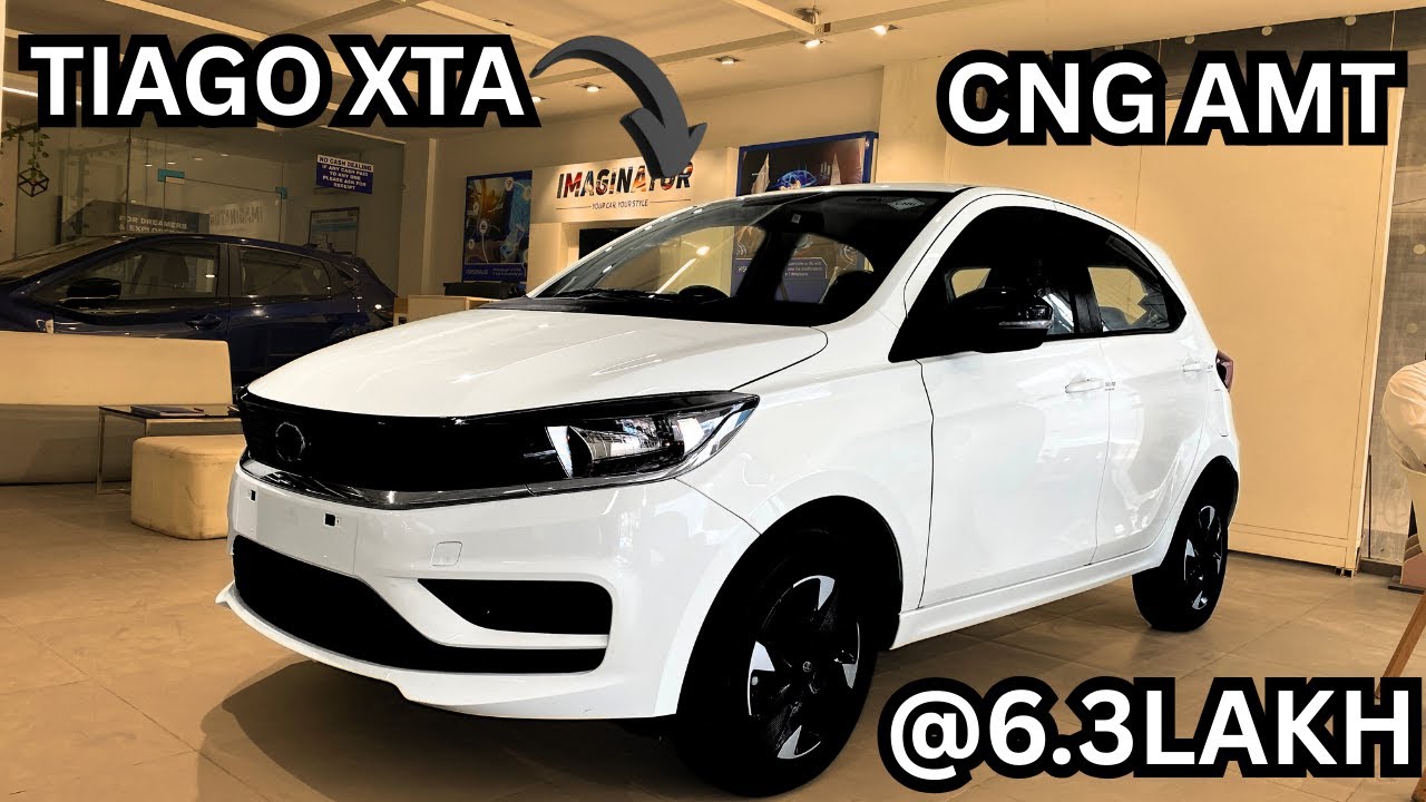 TATA TIAGO XTA (CNG AUTOMATIC) PRISTINE WHITE COLOUR. (QUICK WALKAROUND ...