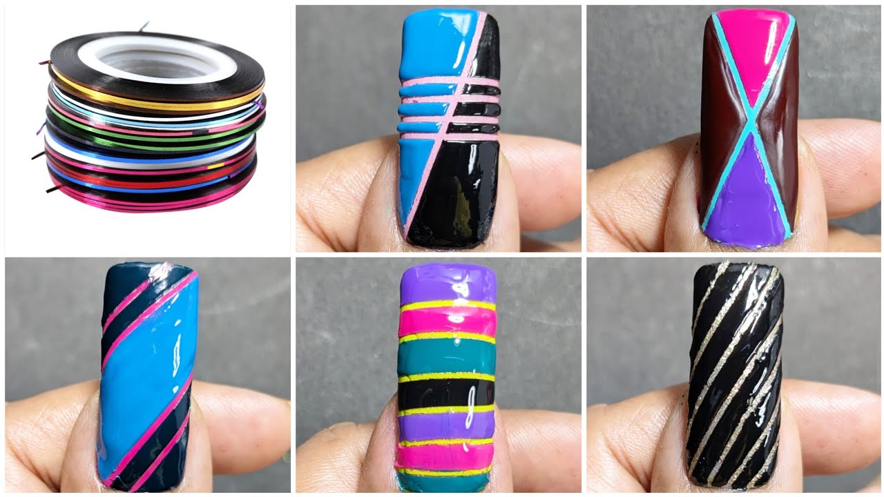 simple strip nail art design 🥰🥰#youtube#nailart - YouTube