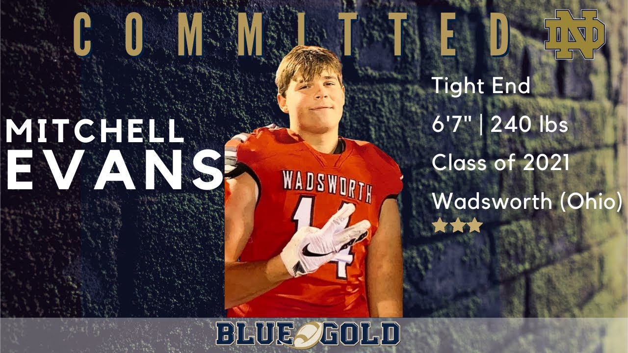 Tight End Mitchell Evans Commits To Notre Dame! - YouTube