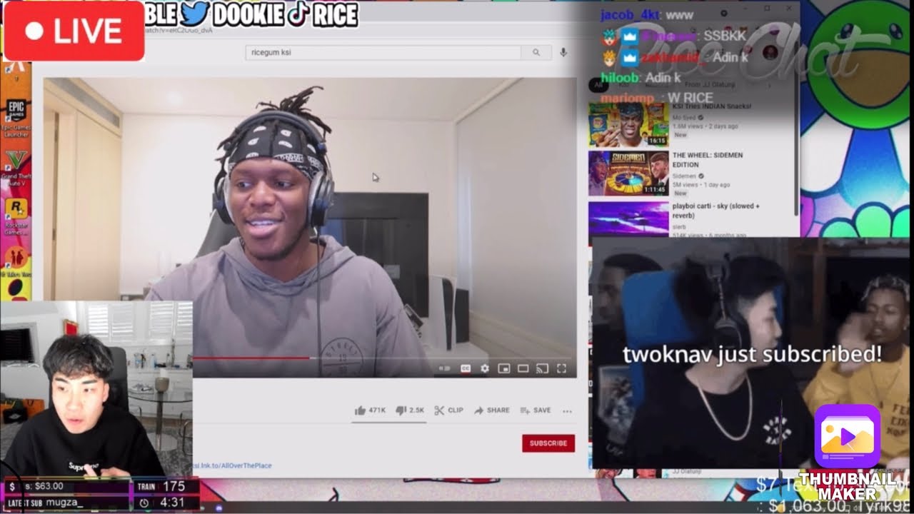 RICEGUM REACTS TO KSI “RICEGUM IS SO SALTY” - YouTube