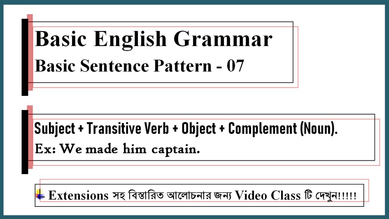 Basic English Grammar: Basic Sentence Patterns in English Grammar - 07 ...