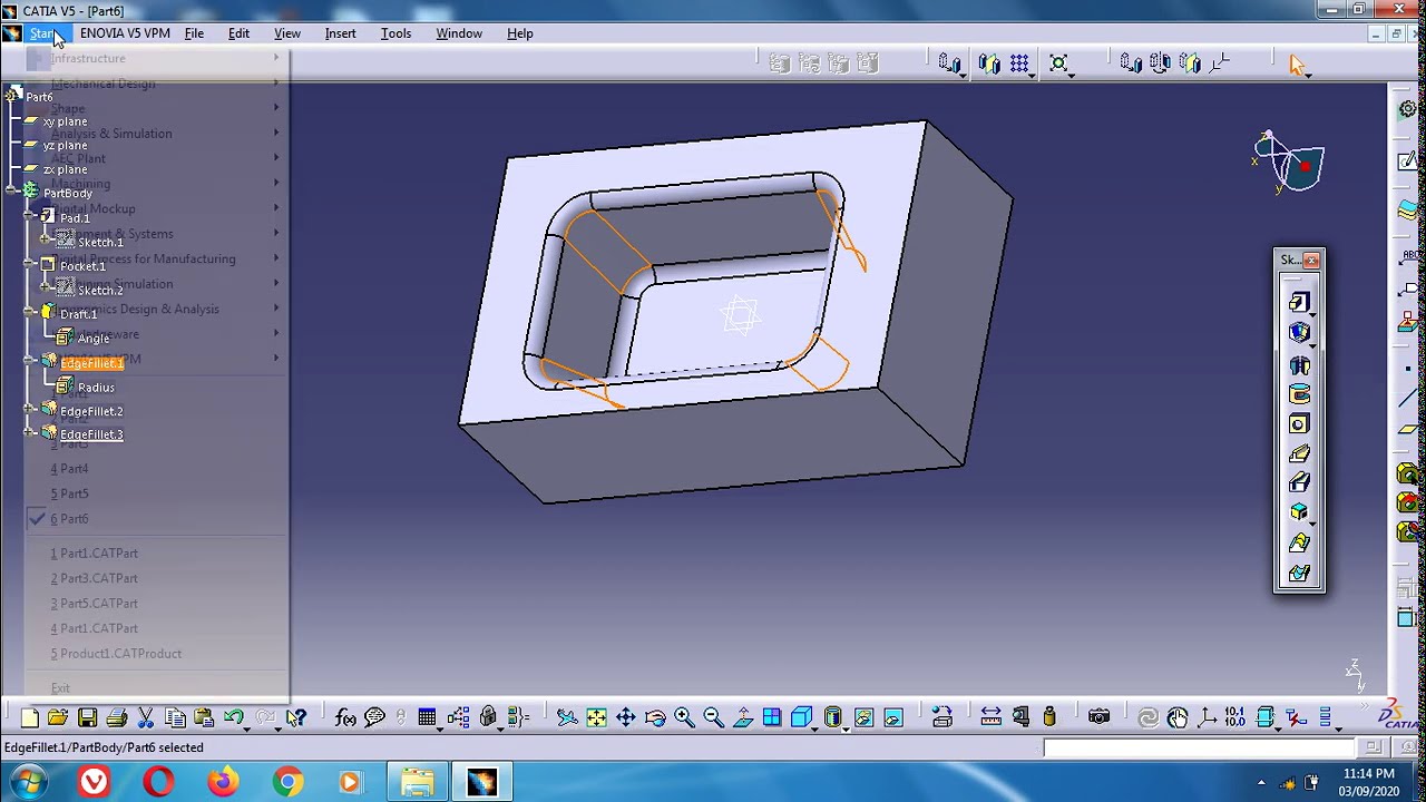 CATIA Pocket MultiPocket Drafted Pocket Command - YouTube