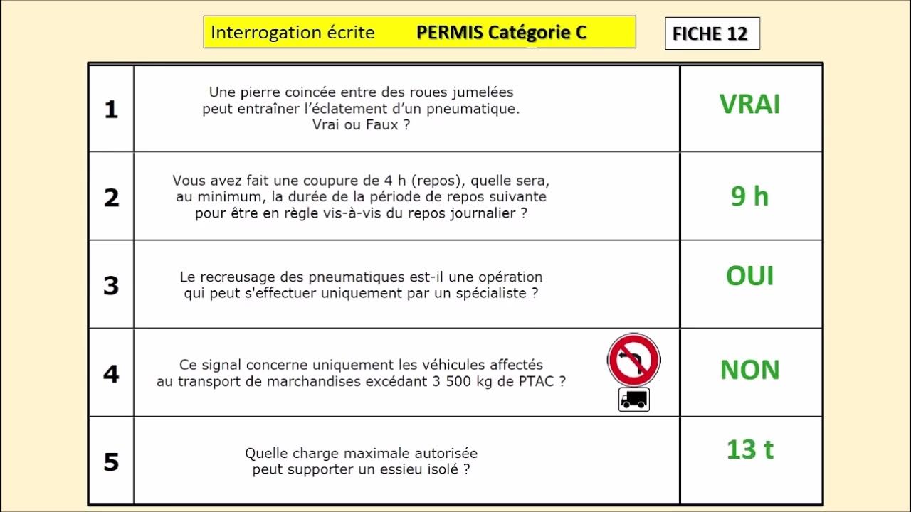 Permis C fiche écrite 12 - YouTube