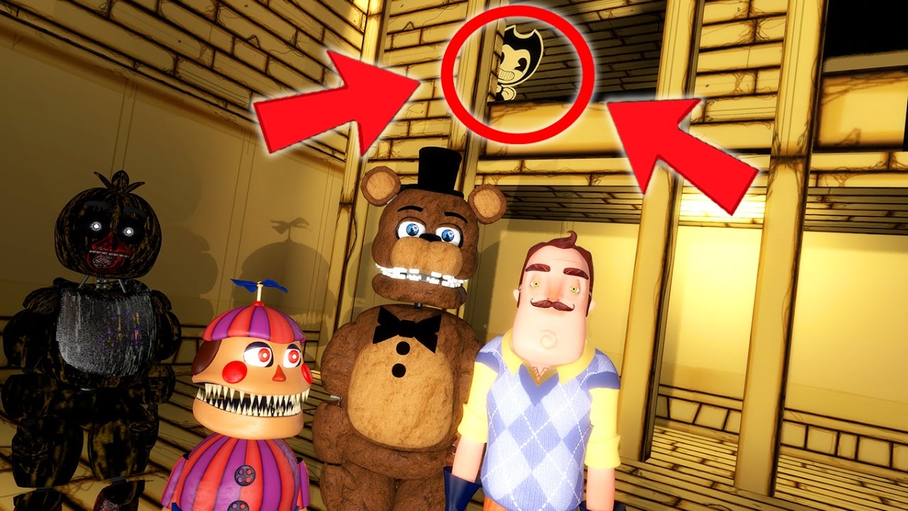 ANIMATRONICS & HELLO NEIGHBOR vs EVIL BENDY! (Gmod FNAF) RedHatter ...