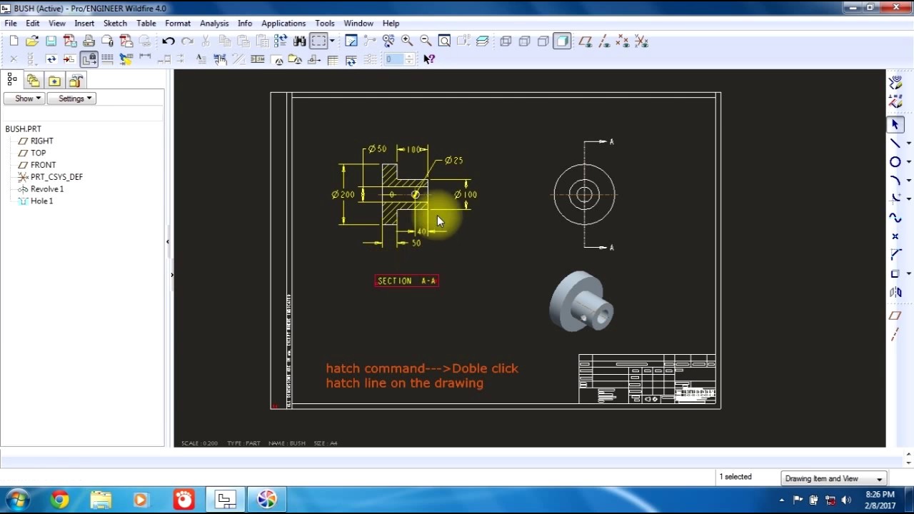 section view,local section & hatch - YouTube