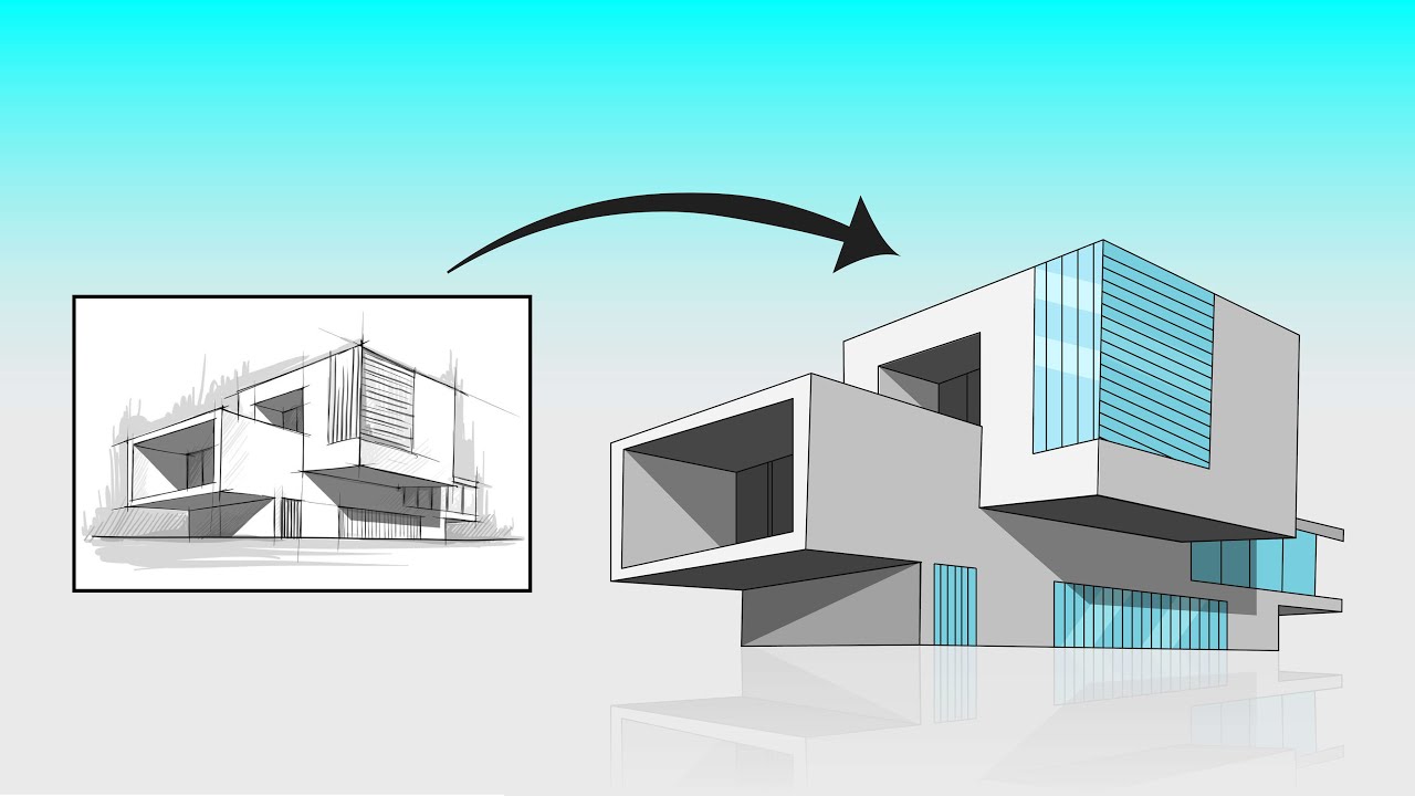 Adobe illustrator tutorial || Create architecture building from sketch ...