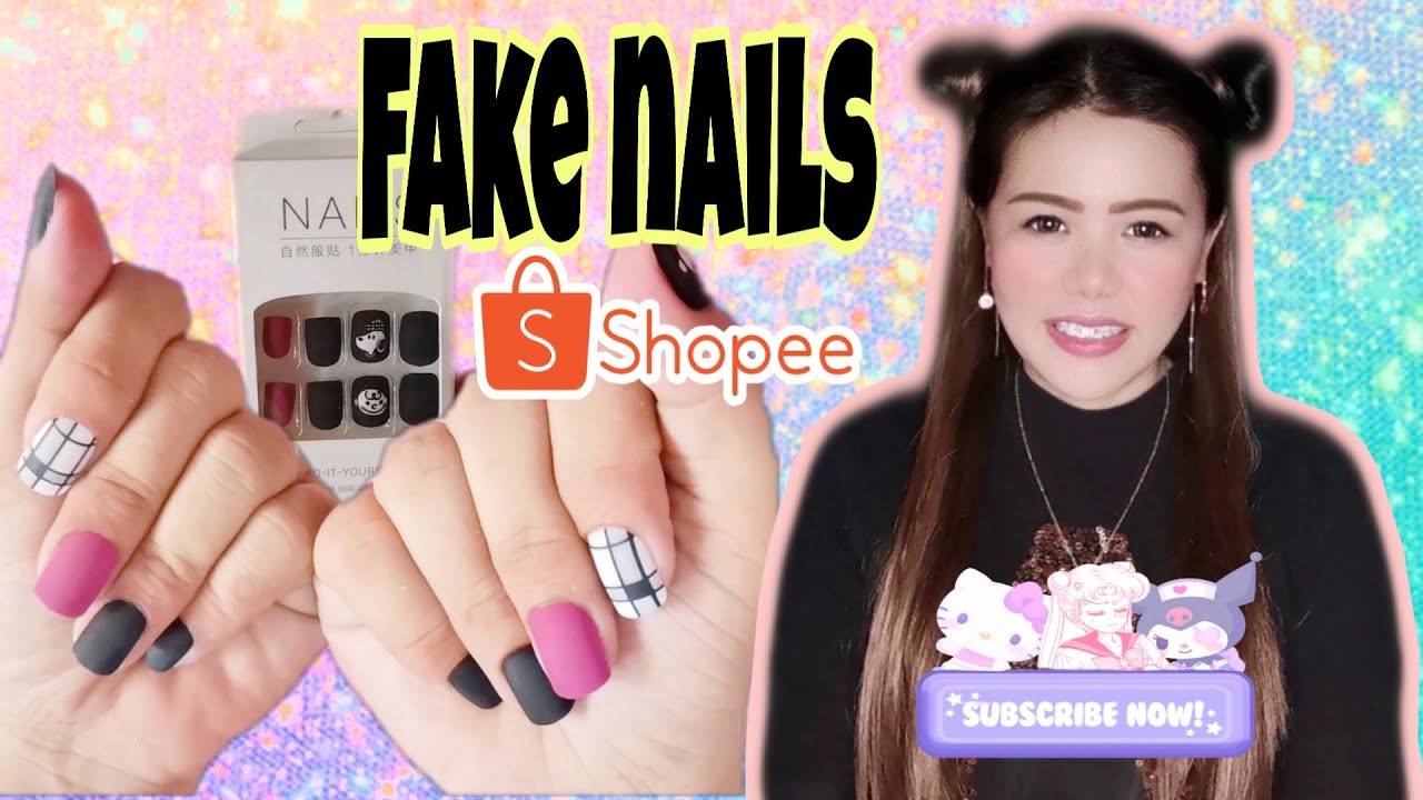 HOW TO APPLY FAKE NAILS FROM SHOPEE/DIY STEP BY STEP - YouTube