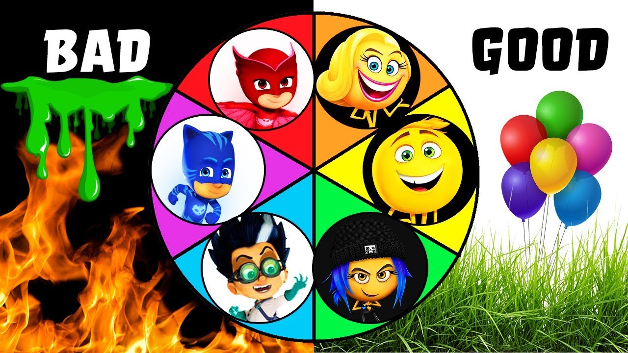 Emoji Movie VS PJ Masks Spin The Wheel Game! Gene Jailbreak Anna Elsa ...