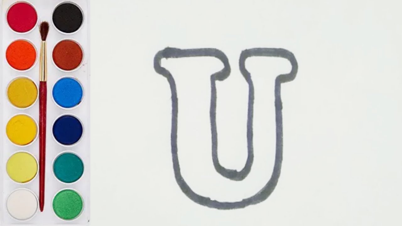 Drawing and colouring of alphabet "U" - YouTube